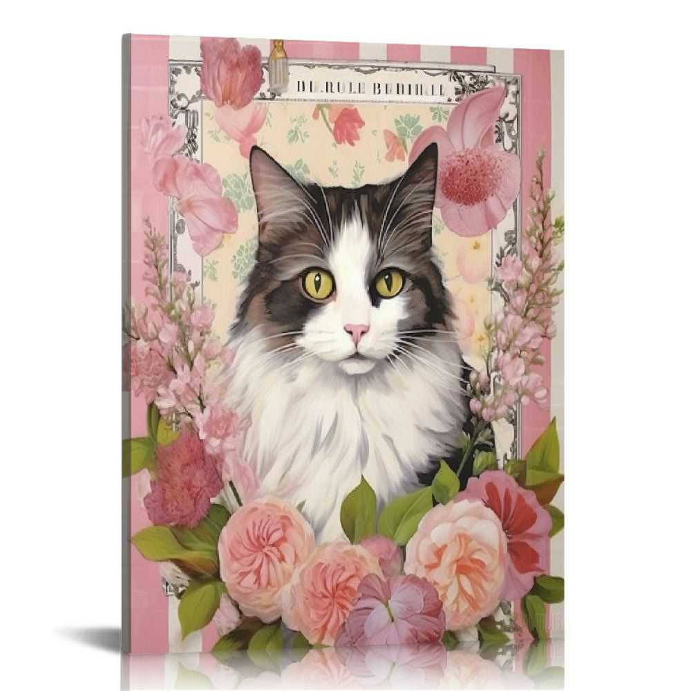 Nawypu Funny Scottish Fold Canvas Wall Art Painting Shabby Chic French ...