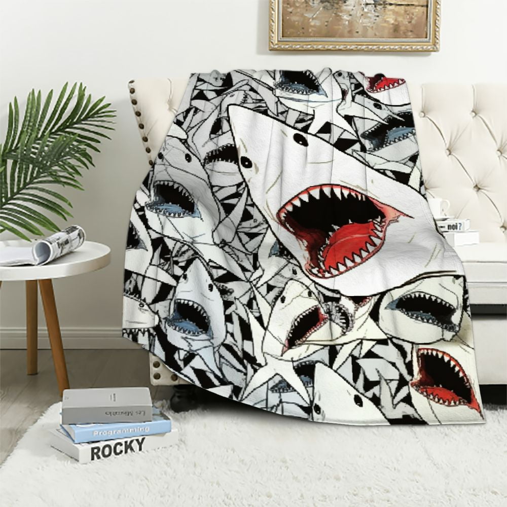 Nawypu Funny Shark Blanket 40" x 50" Cute Cartoon Marine Life Animals ...