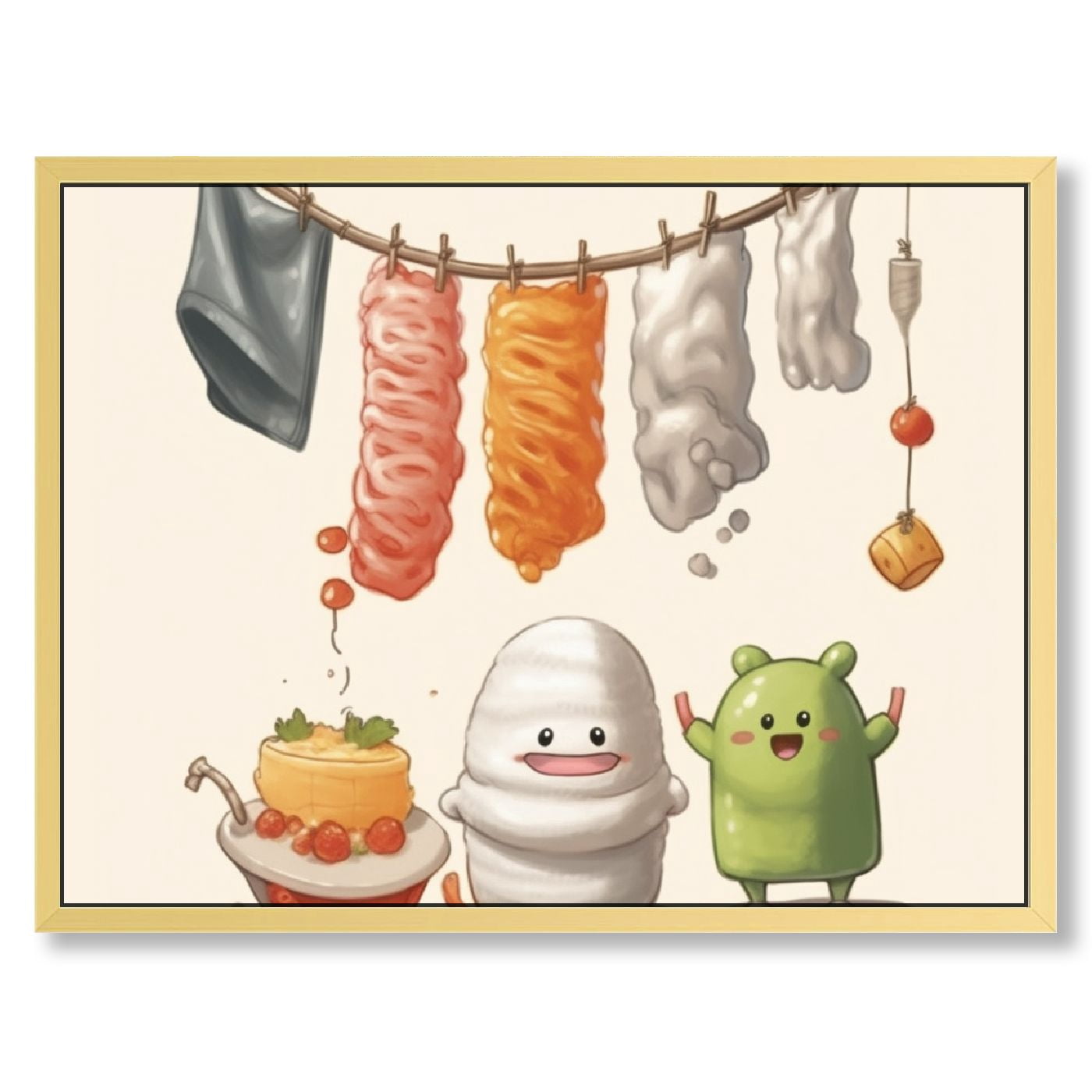 Nawypu Funny Sushi Canvas Wall Art Cute Food Poster Food Art Prints ...