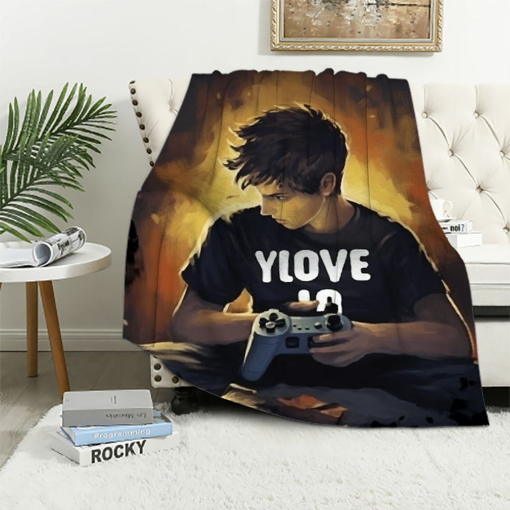 Nawypu Gaming Flannel Blanket for Boys Kids Just A Boy Who Loves Game ...