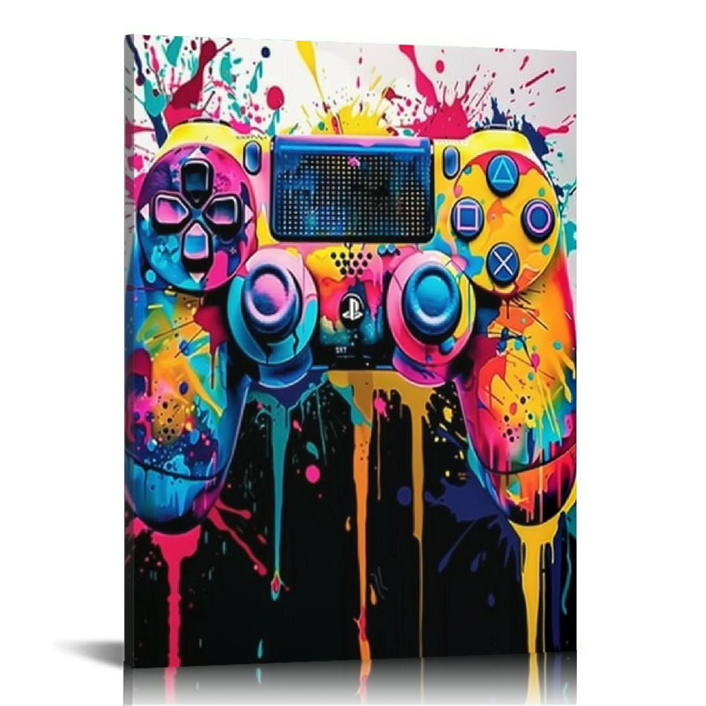 Nawypu Gaming Wall Art Canvas Game Controller Artwork Black Background ...