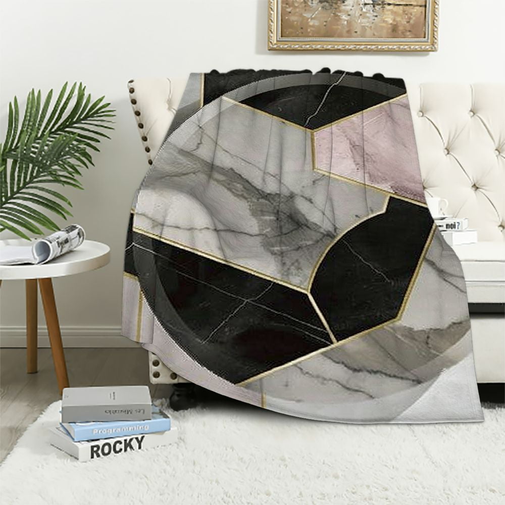 JEUXUS Geometric Plush Blanket Honeycomb Throw Blanket Gold Hexagonal ...