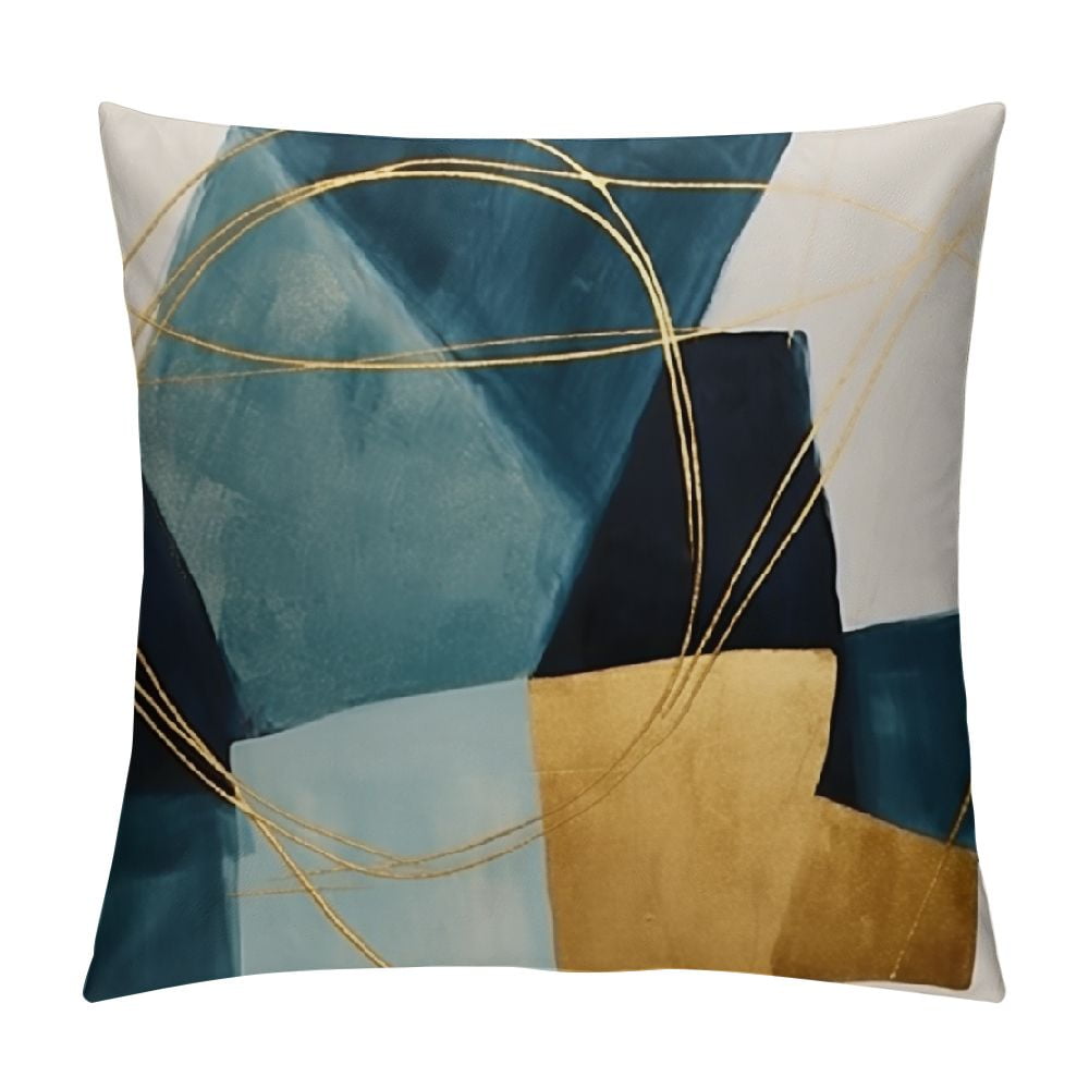 Nawypu Geometric Throw Pillow Covers Navy Blue Grey Teal Pillows Cases ...