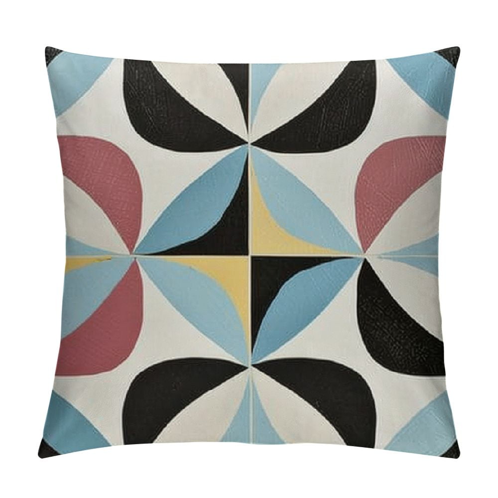 Nawypu Geometry Throw Pillow Covers,Black and Curry Pale Blue Triangles ...