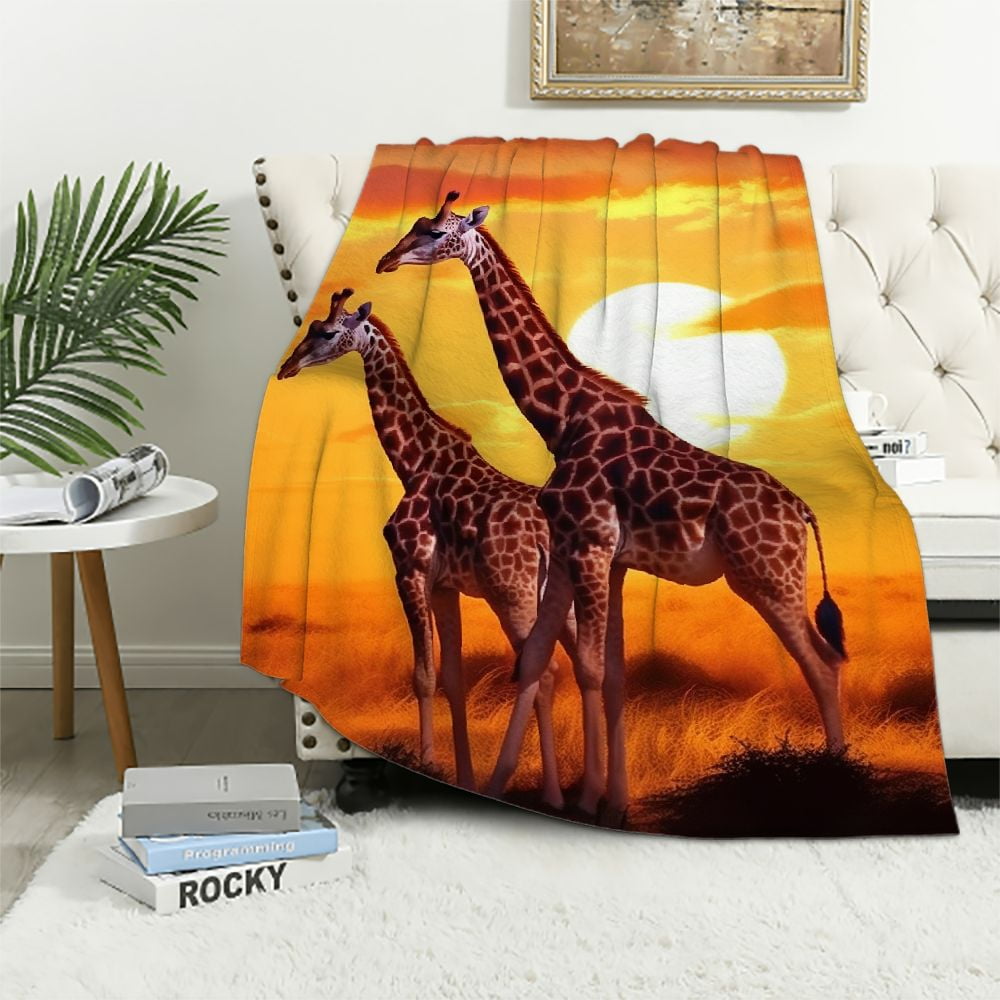 Nawypu Giraffes Blanket African Animals Blanket Soft Fuzzy Plush Throw ...