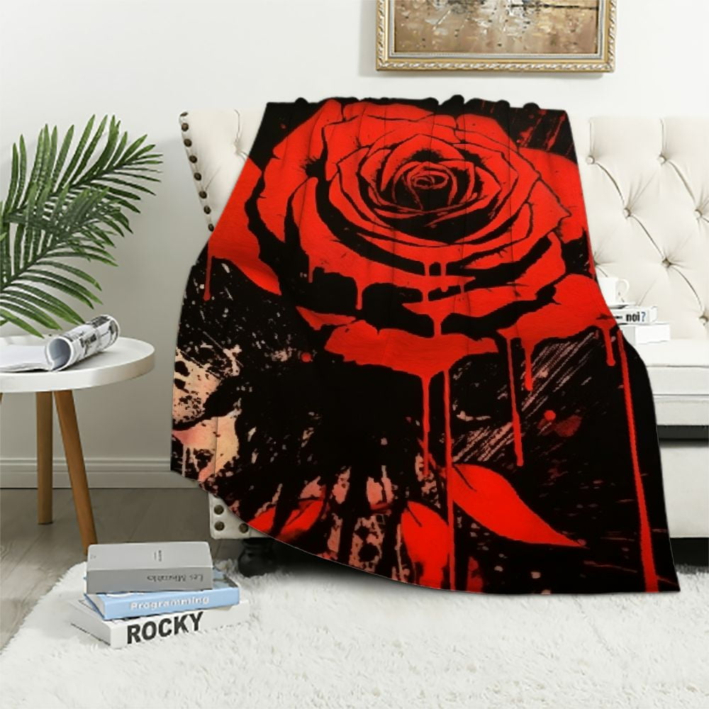 ONETECH Girls Rose Throw Blanket Rose Blooming Floral Print Sherpa ...