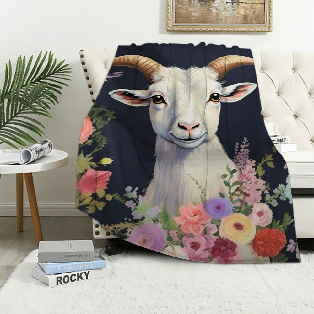 Nawypu Goat Blanket for Girls Flower Goat Gifts Goat Sheep Throw ...