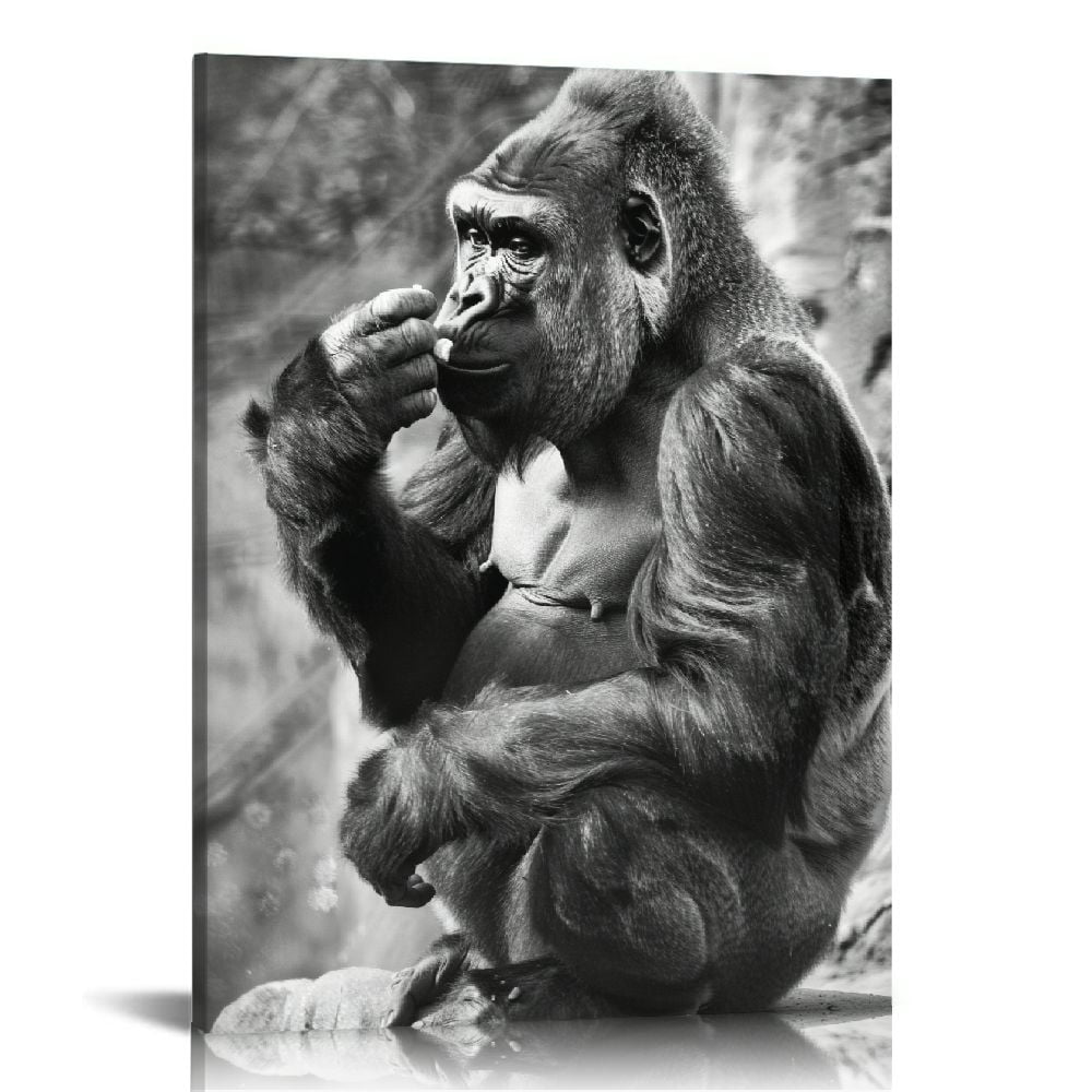 JEUXUS Gorilla Gives The Poster Prints Funny Animal Monkey Canvas Wall ...