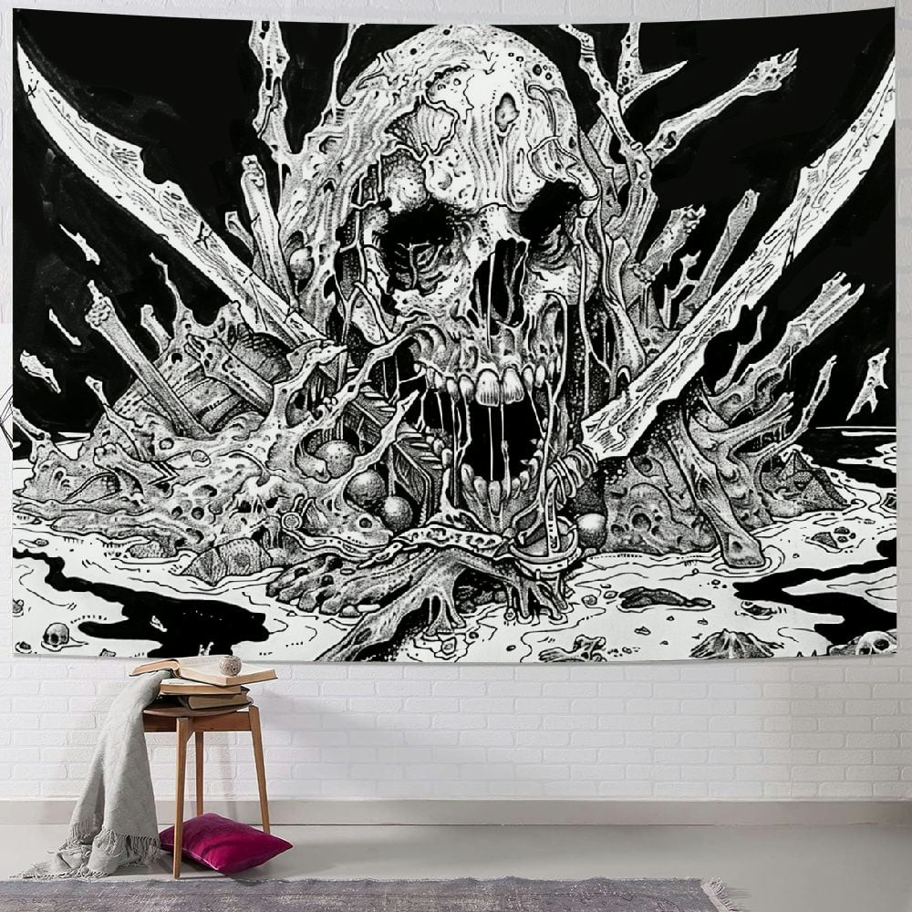 Nawypu Goth Skull Tapestry Gothic Skeleton Tapestry Mystic Eye ...