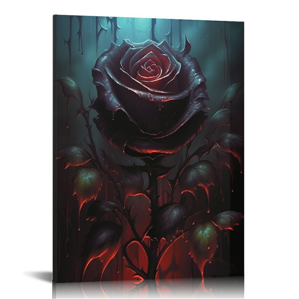 Nawypu Gothic Black Rose Art Dark Academia Poster Vintage Gothic Canvas ...