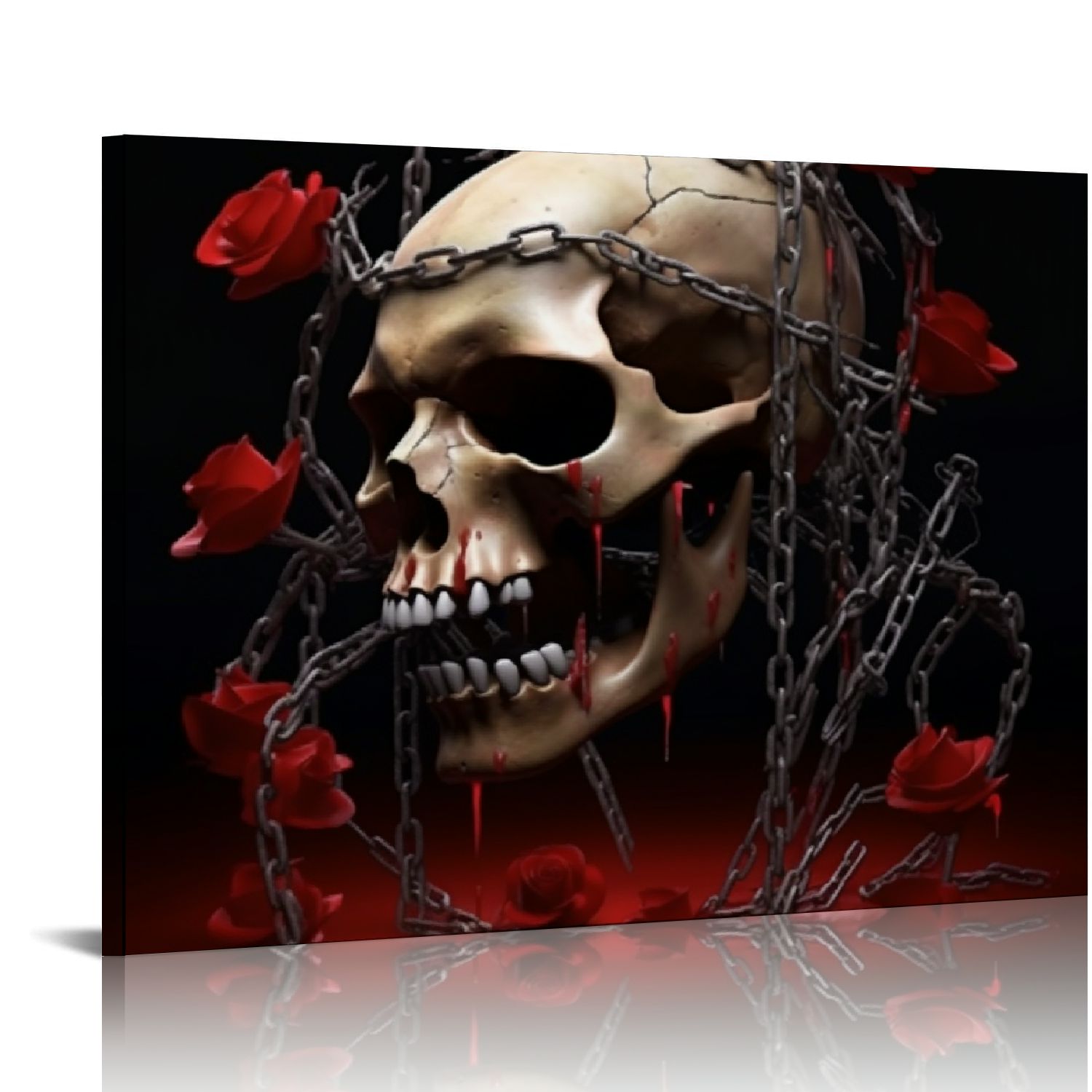 Nawypu Gothic Canvas Art Skull Wall Painting Poster Red and Black ...