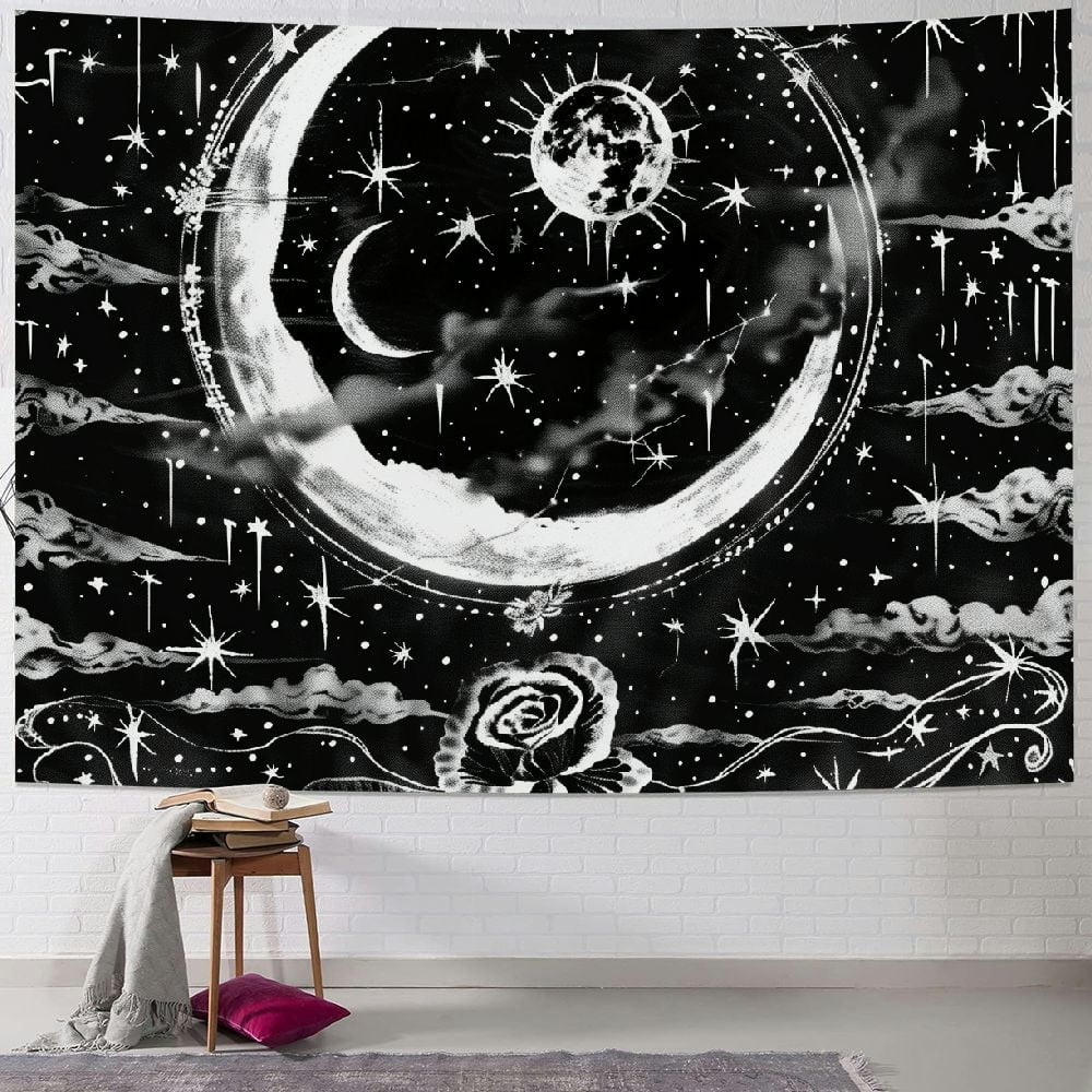 Nawypu Gothic Vertical Goth Tapestry Wiccan Witch Wall Hanging Moon ...