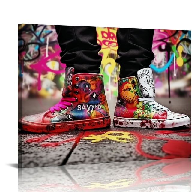 Nawypu Graffiti Canvas Wall Art - Banksy Canvas Wall Art Cool Framed ...