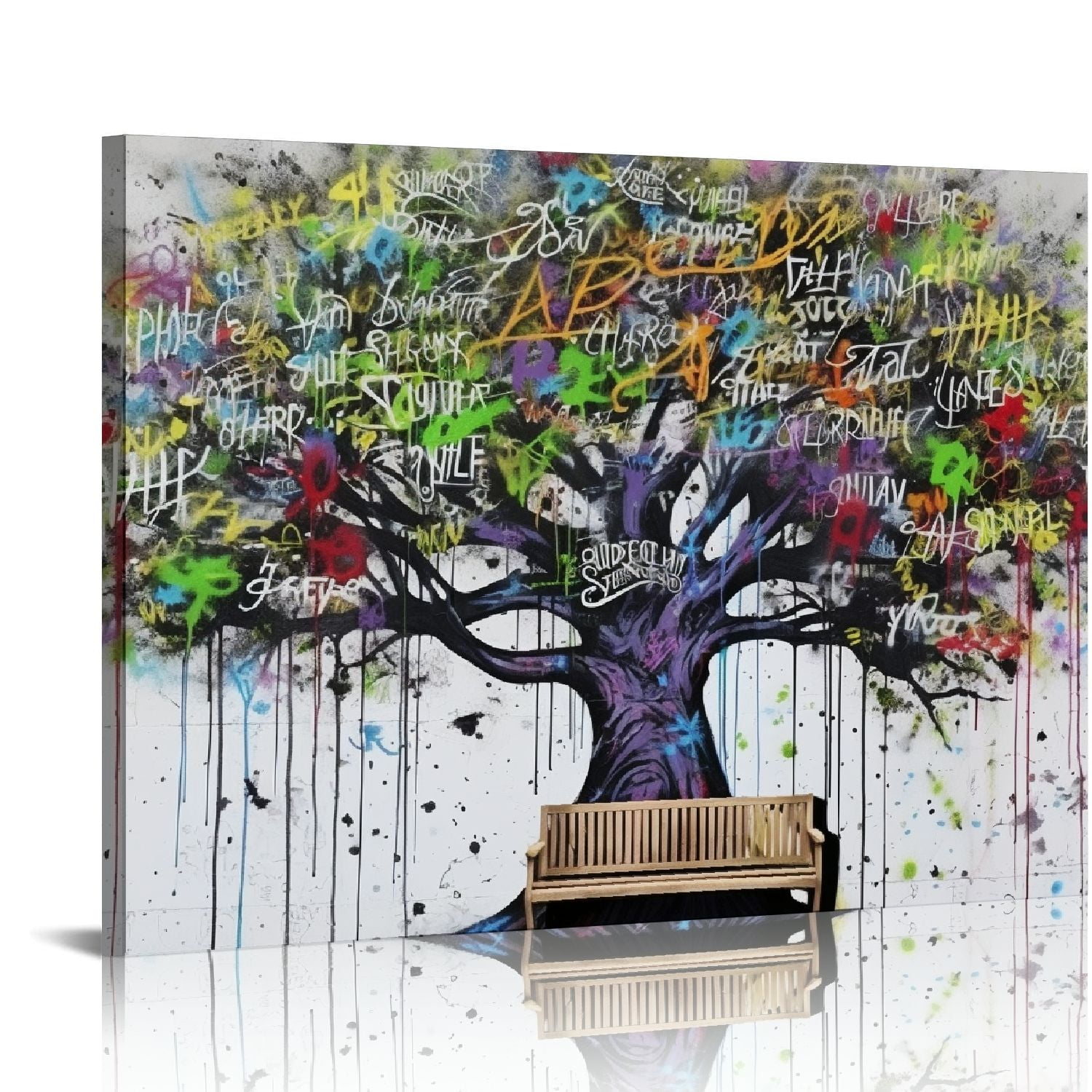 Nawypu Graffiti Tree Wall-Art - Abstract Art Wall Decor - Colorful ...