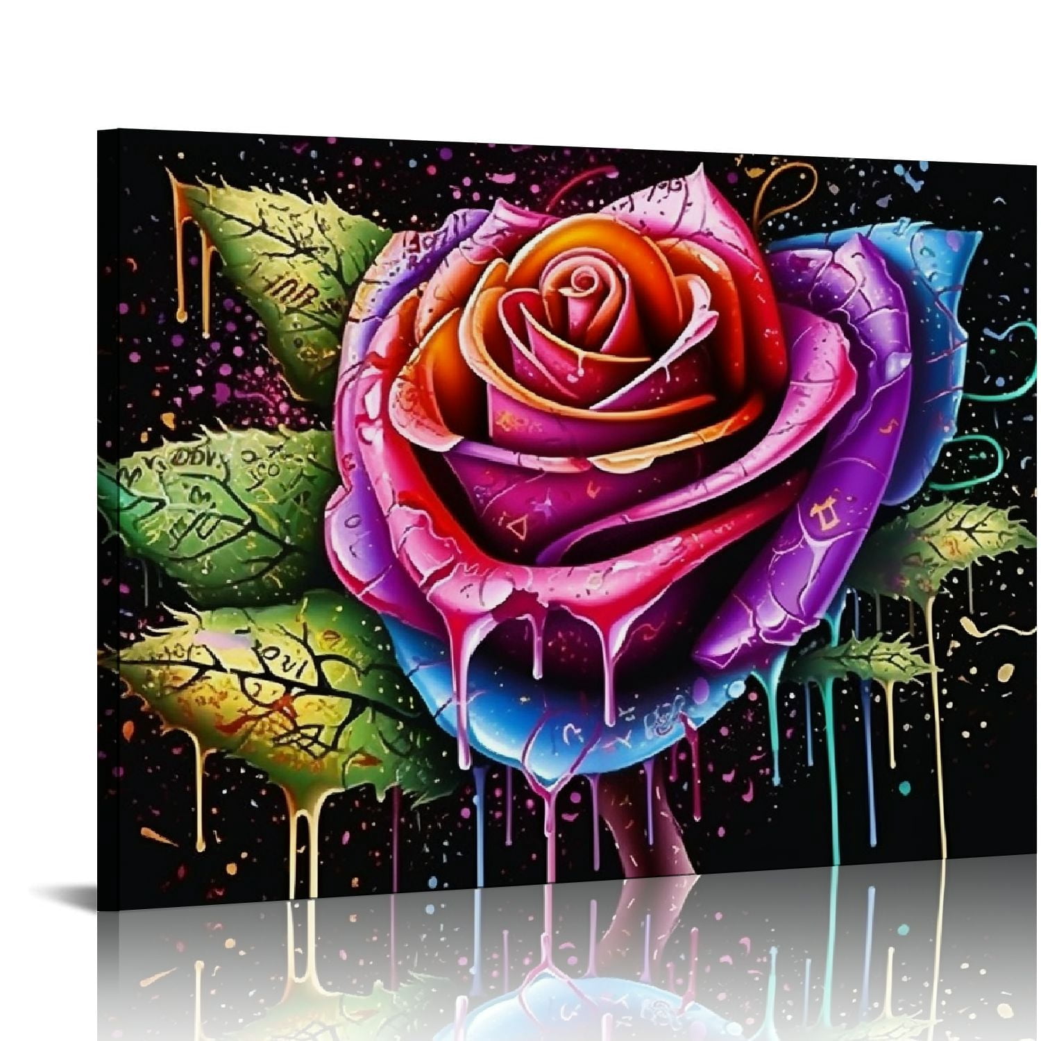 Nawypu Graffiti Wall-Art Bedroom - Rose Wall Decor - Colorful Wall Art ...