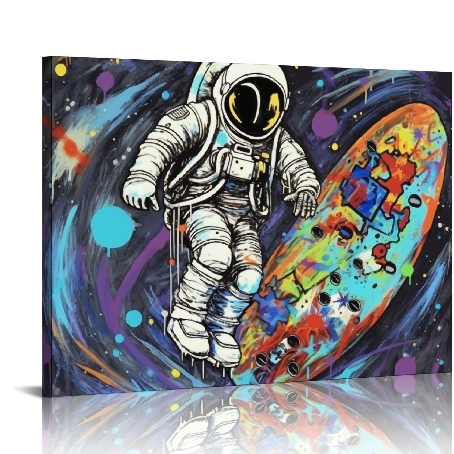Nawypu Graffiti Wall Art Skateboarding Astronauts Pictures Canvas ...