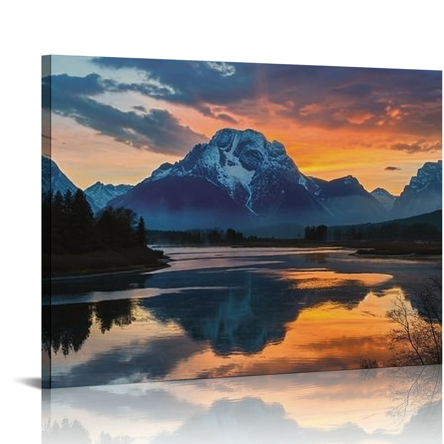 Nawypu Grand Teton Canvas Wall Art Mountain Pictures Wall Decor Sunrise ...