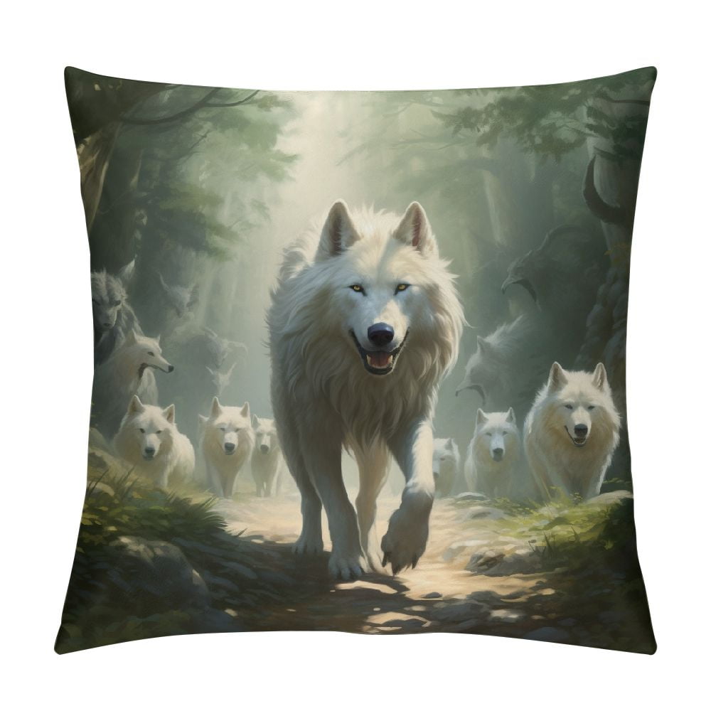 Nawypu Gray Wolf Pillowcase for Hair and Skin, Queen Size Bed Home ...