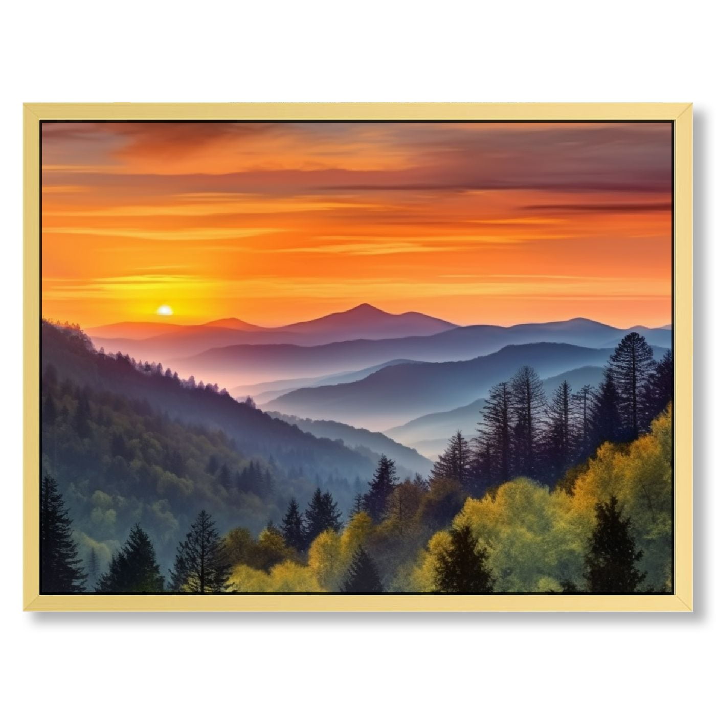 Nawypu Great Smoky Mountain Wall Art Landscape Canvas Framed National ...