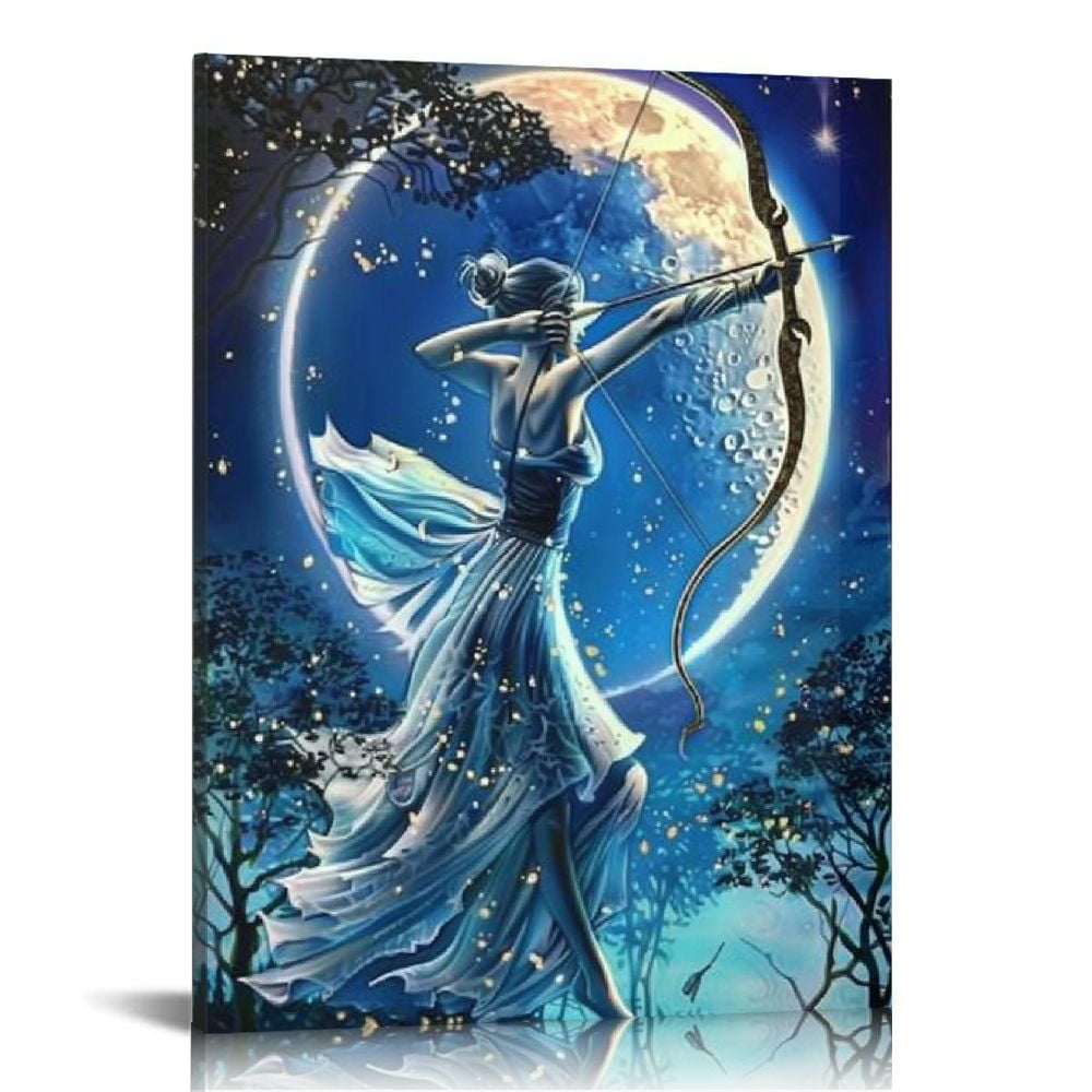 Nawypu Greek Mythology Poster Framed Artwork Artemis Moon Goddess Wall ...