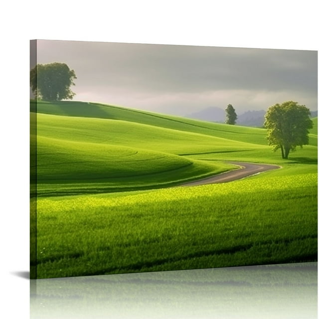 Nawypu Green Landscape Canvas Wall Art Rustic Nature Scenery Paintings ...