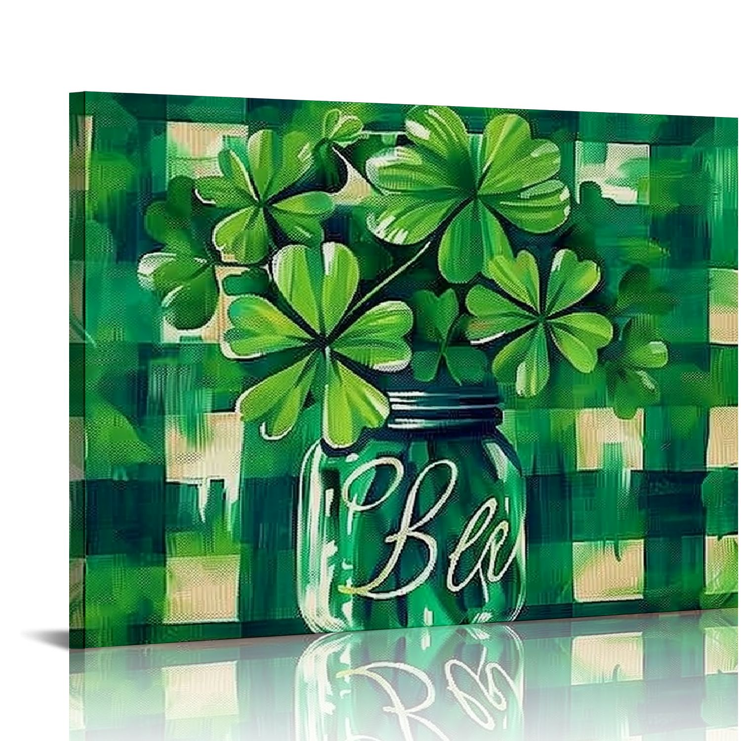 Nawypu Green Plaid Wall Art For Living Room/Bedroom, Canvas Bathroom ...