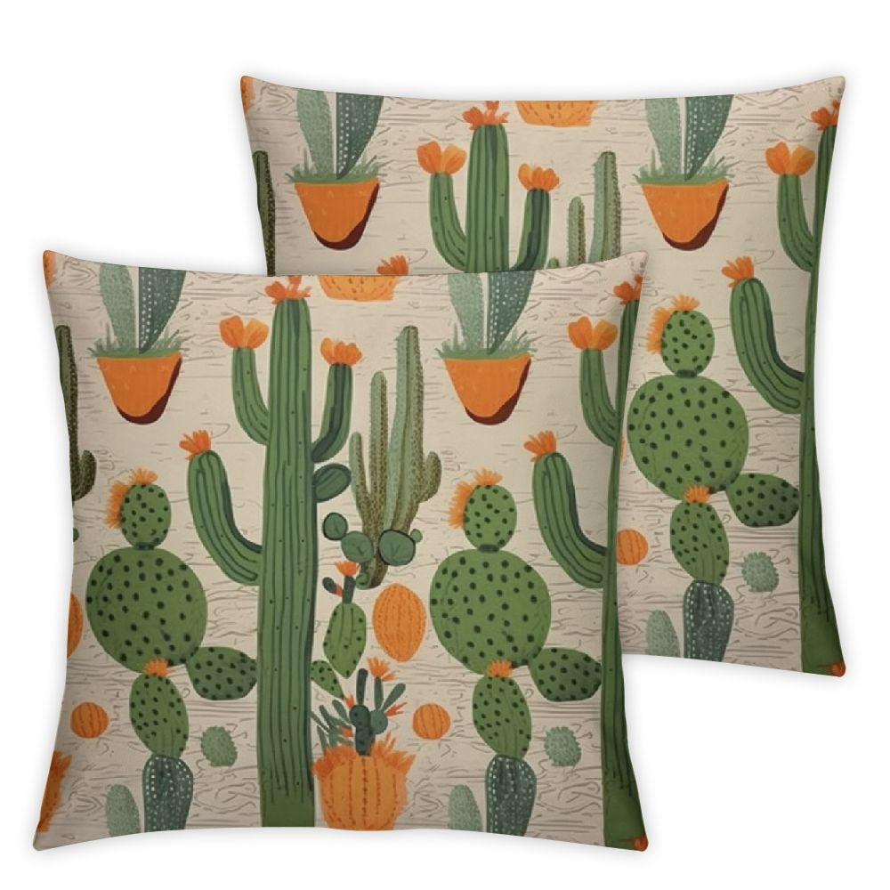 Nawypu Green Succulent Cactus Decorative Pillow Cushion Covers Orange ...