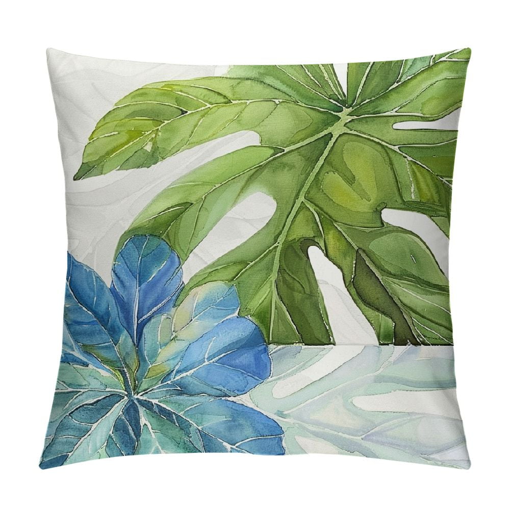 Nawypu Green Tropical Leaf Pillow Covers Monstera Palm Leaves Couch ...