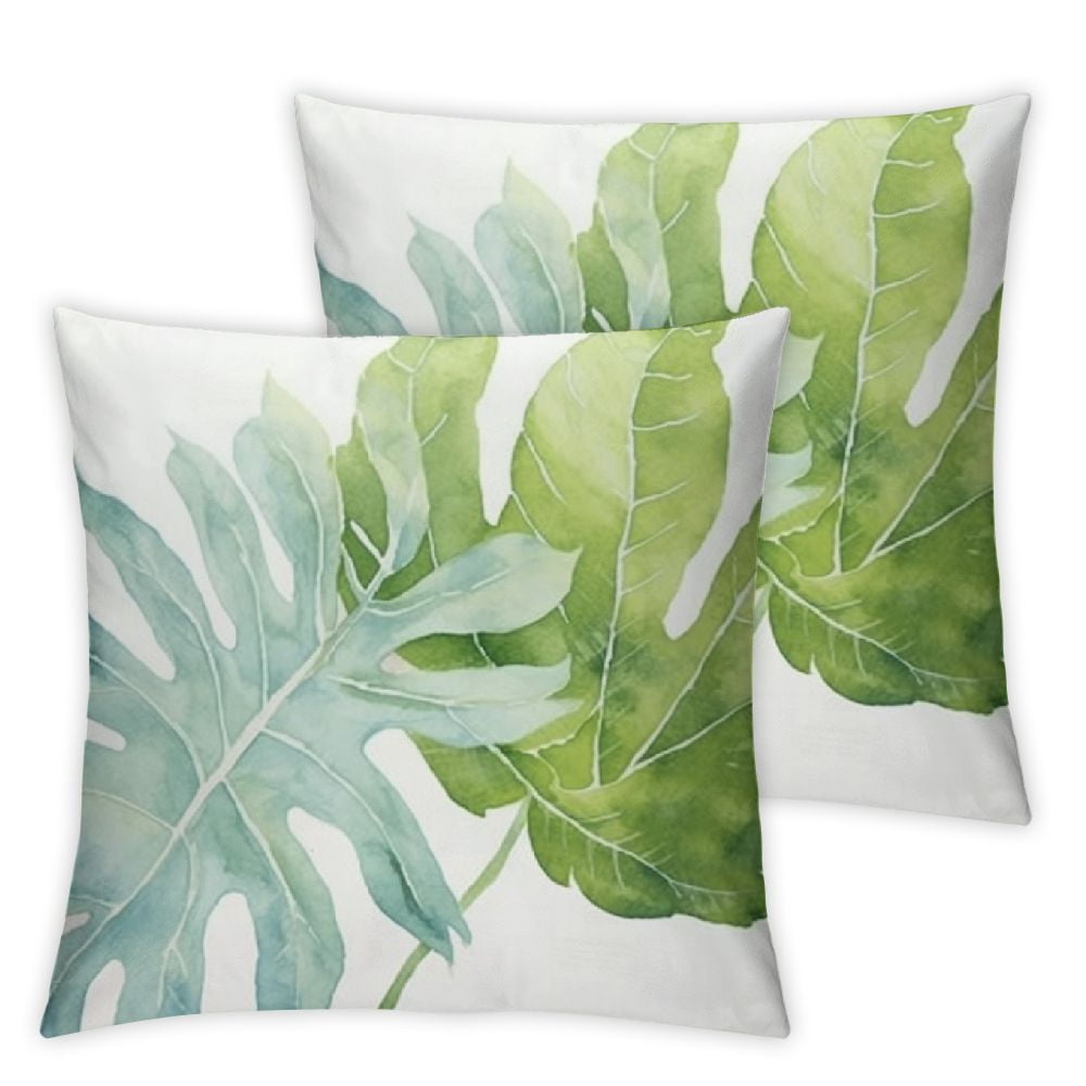 Nawypu Green Tropical Leaves Throw Pillow Covers Set of 2 Decorative ...