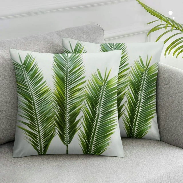 Nawypu Green Tropical Palm Leaf Throw Pillow Covers Vivid Botanical ...