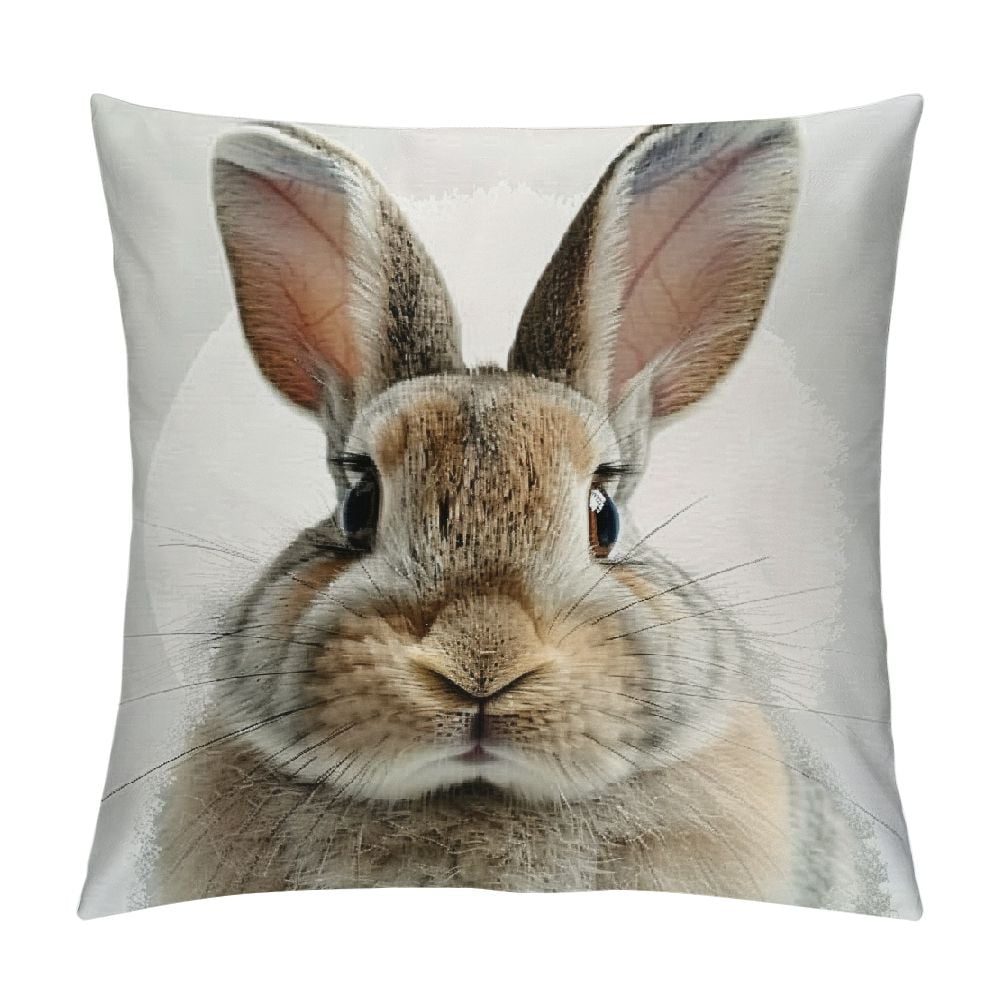 Nawypu Grey Rabbit Bunny Tail Easter Bunny Feed Pattern Throw Pillow ...