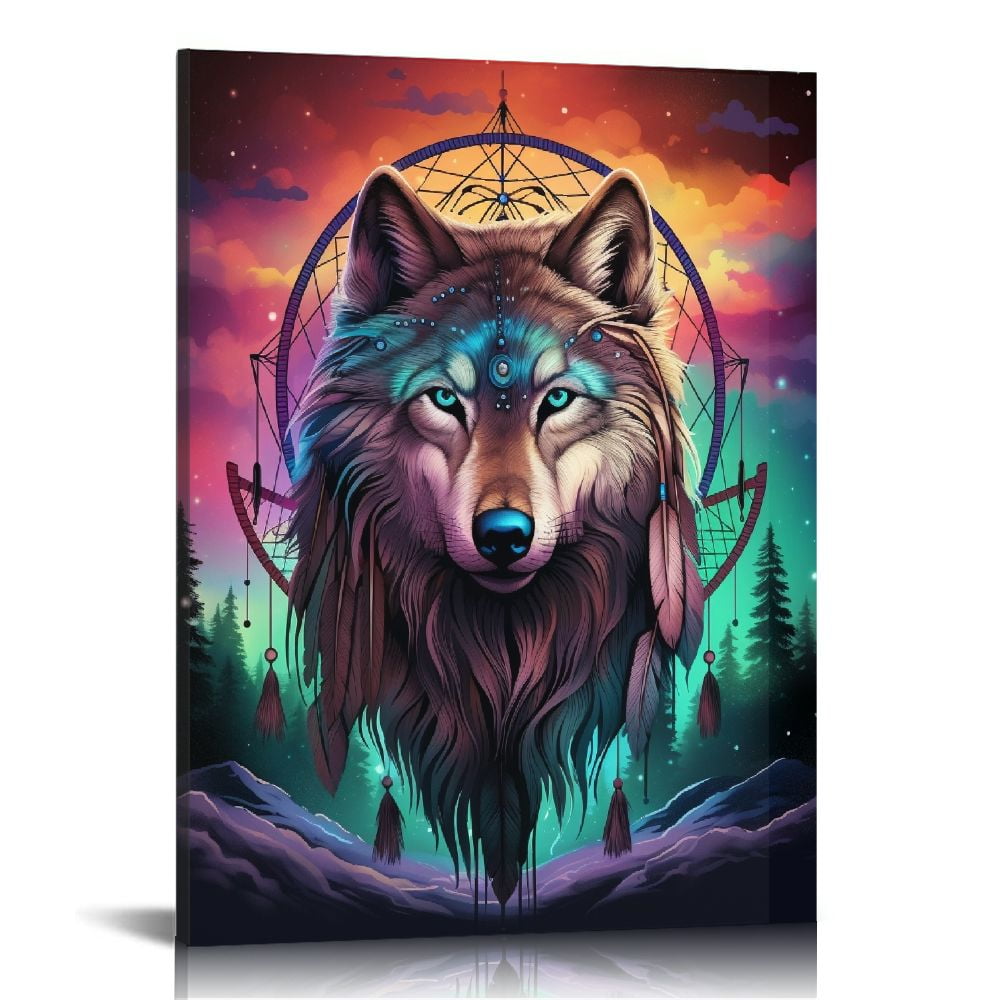Nawypu Grey Wolf Decor - Abstract Wolf Wall Art Print, Face Head Wolf ...