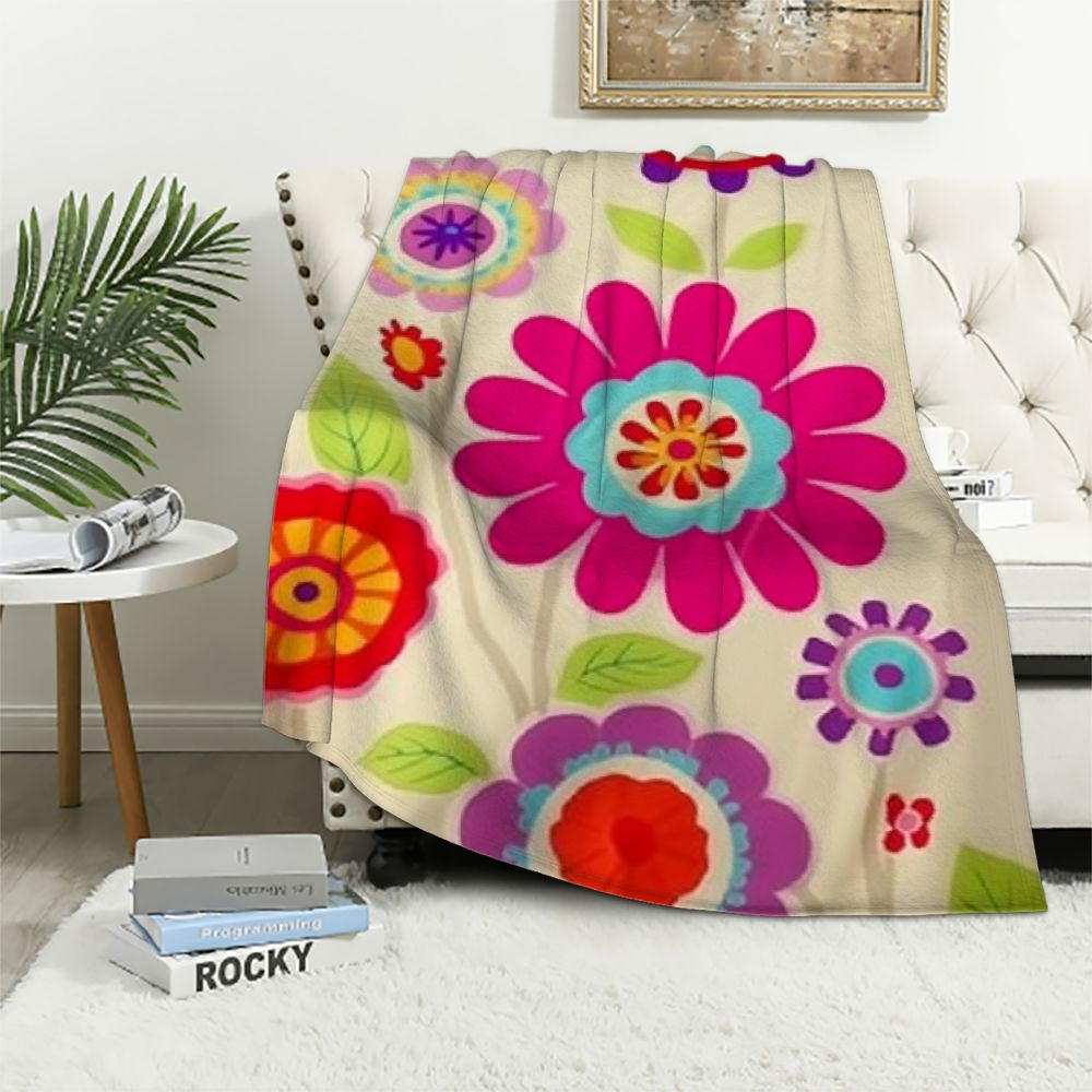 Nawypu Groovy 70s Blanket Retro Groovy Throw Blanket Mushroom Rainbow ...