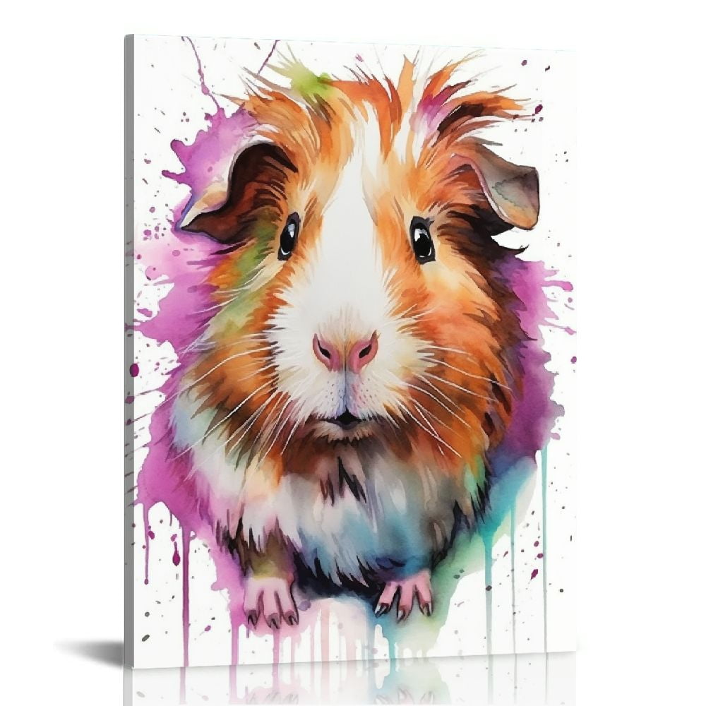 Nawypu Guinea Pig Art Print Poster, Abstract Watercolor Animal Wall Art ...
