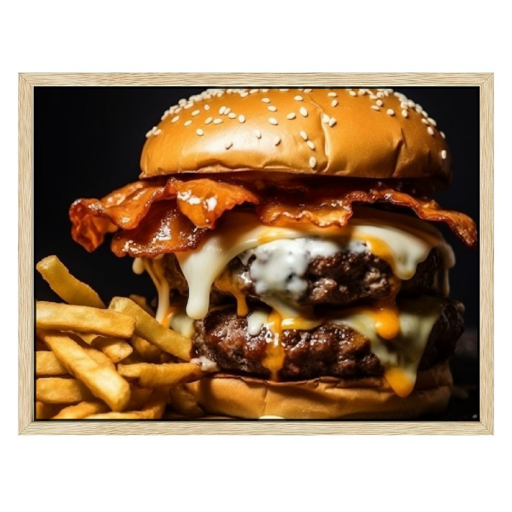 Nawypu Hamburger Canvas Wall Art - Fresh Mouthwatering Hamburger, High ...