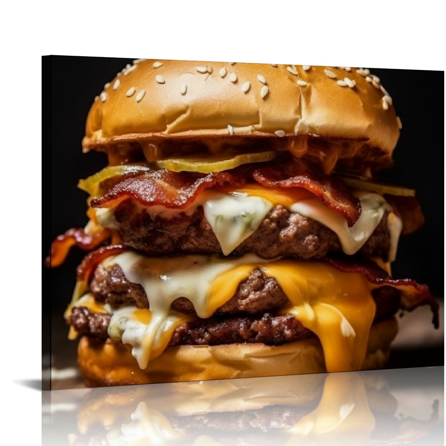 Nawypu Hamburger Canvas Wall Art - Fresh Mouthwatering Hamburger, High ...