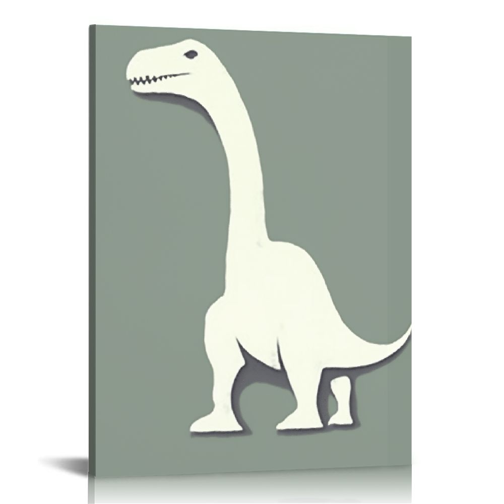 Nawypu Handmade Minimalist Dinosaur Canvas Wall Art 16x20in, Abstract T ...