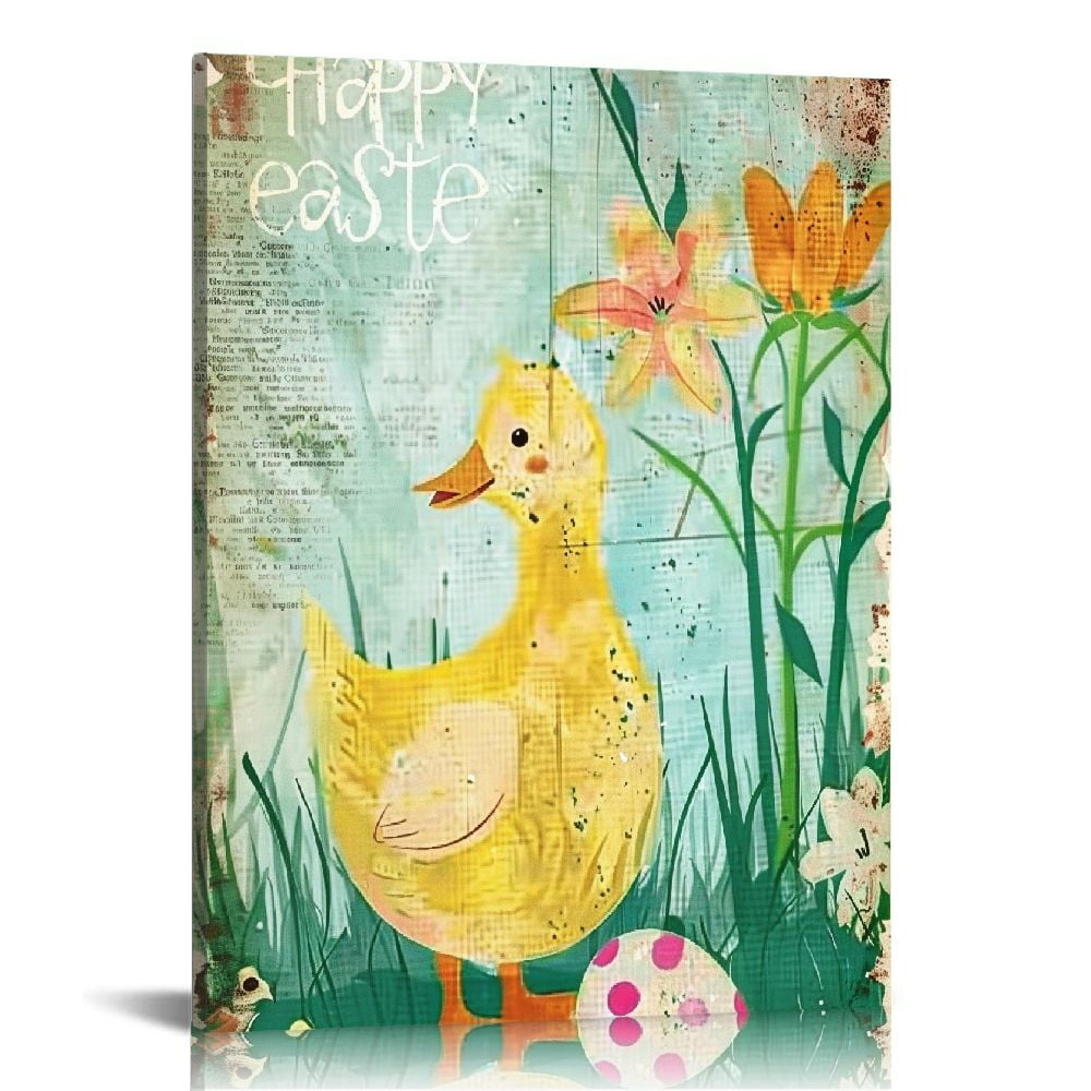 NJEUXUS Happy Easter Egg Signs Easter Poster Gift for Women Men Wall ...