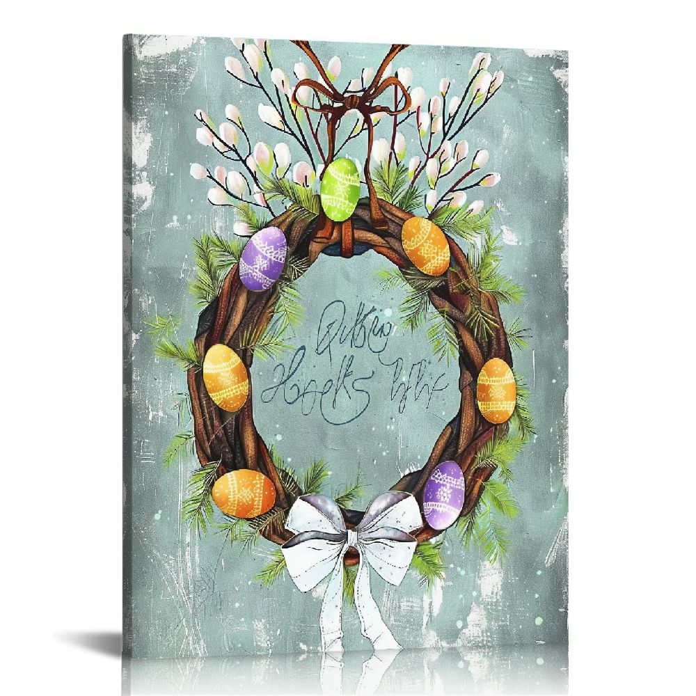 Nawypu Happy Easter with Easter Eggs Aluminum Signs Easter Poster Gift ...