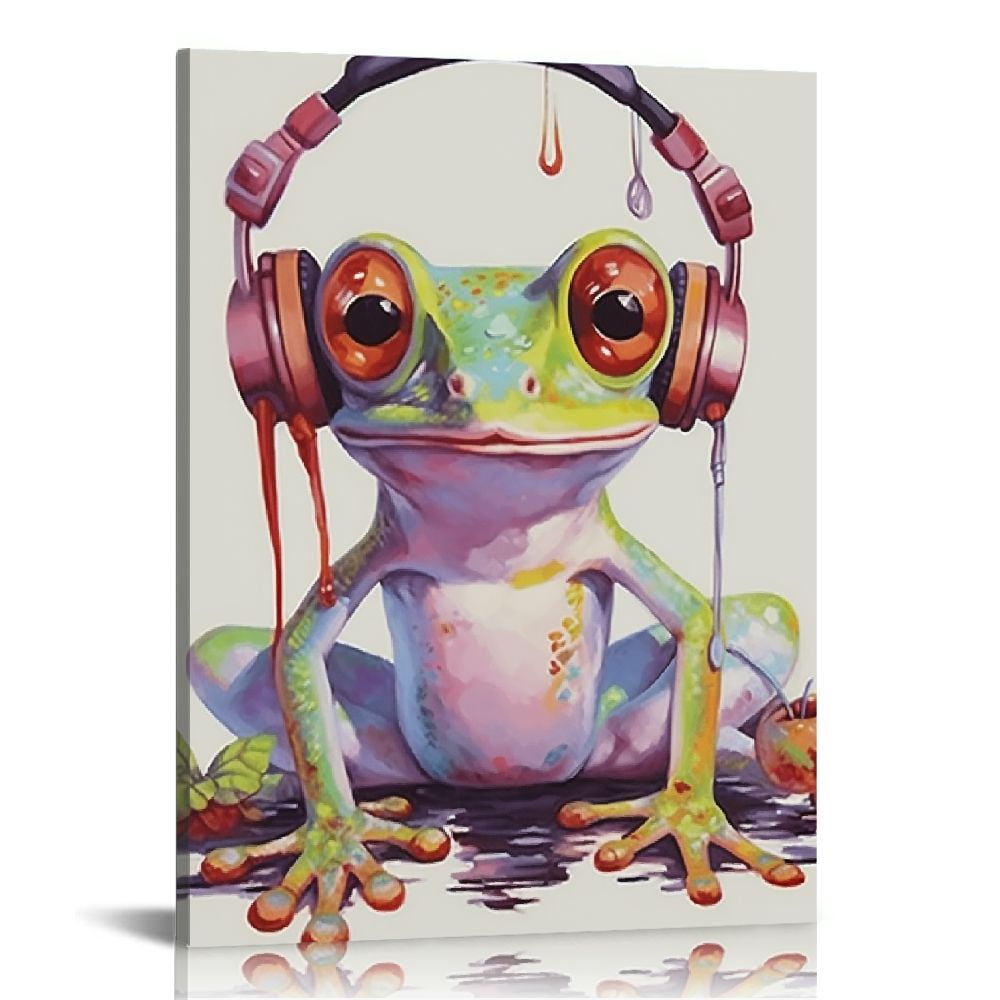 Nawypu Happy Frog with Glasses Wall Art Canvas Posters Print Artwork ...