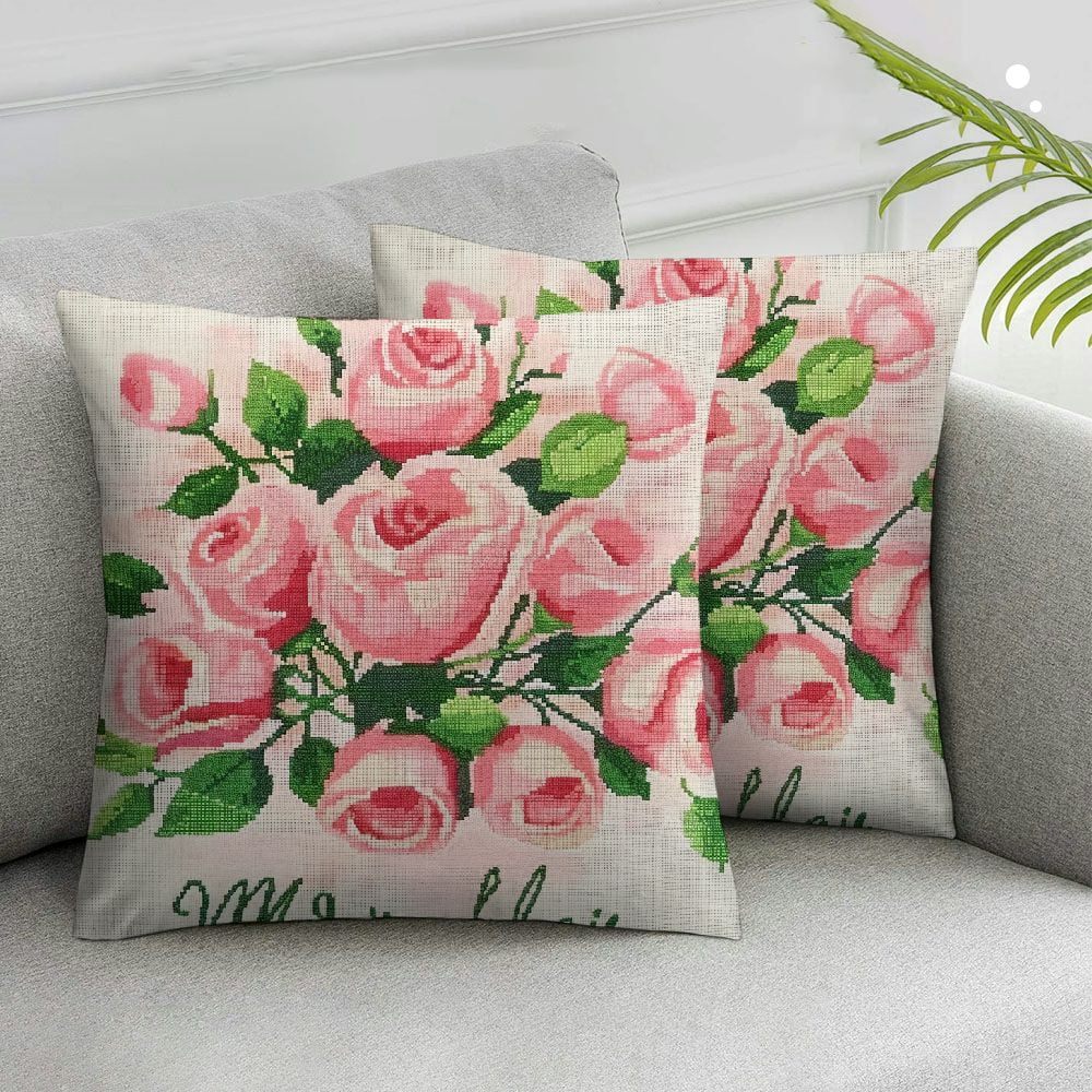 Nawypu Happy Mother’s Day Pillow Covers 2pcs Spring Pink Flower Leaf ...