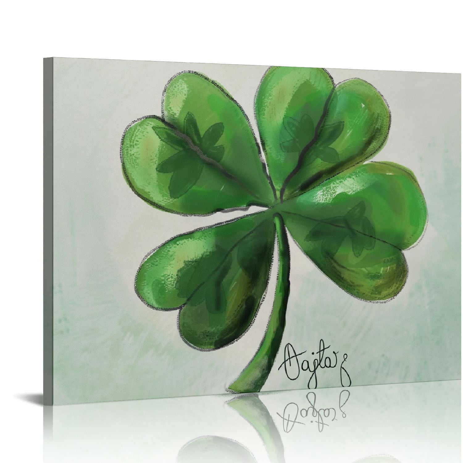Nawypu Happy St Patricks Day Print, Four Leaf Clover Art Poster Canvas ...