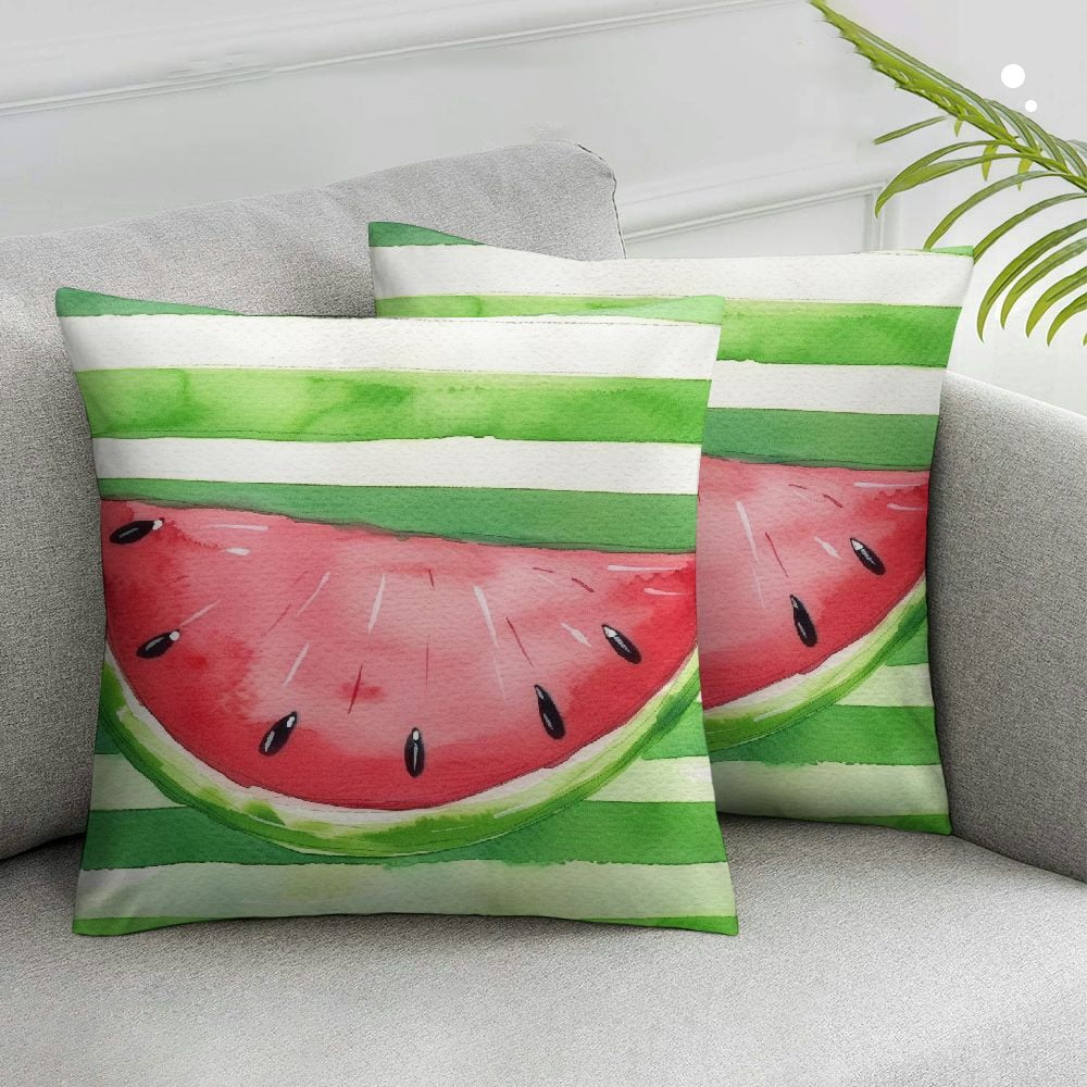 Nawypu Happy Watermelons Throw Pillow Covers Summer Fruit Green Stripes ...