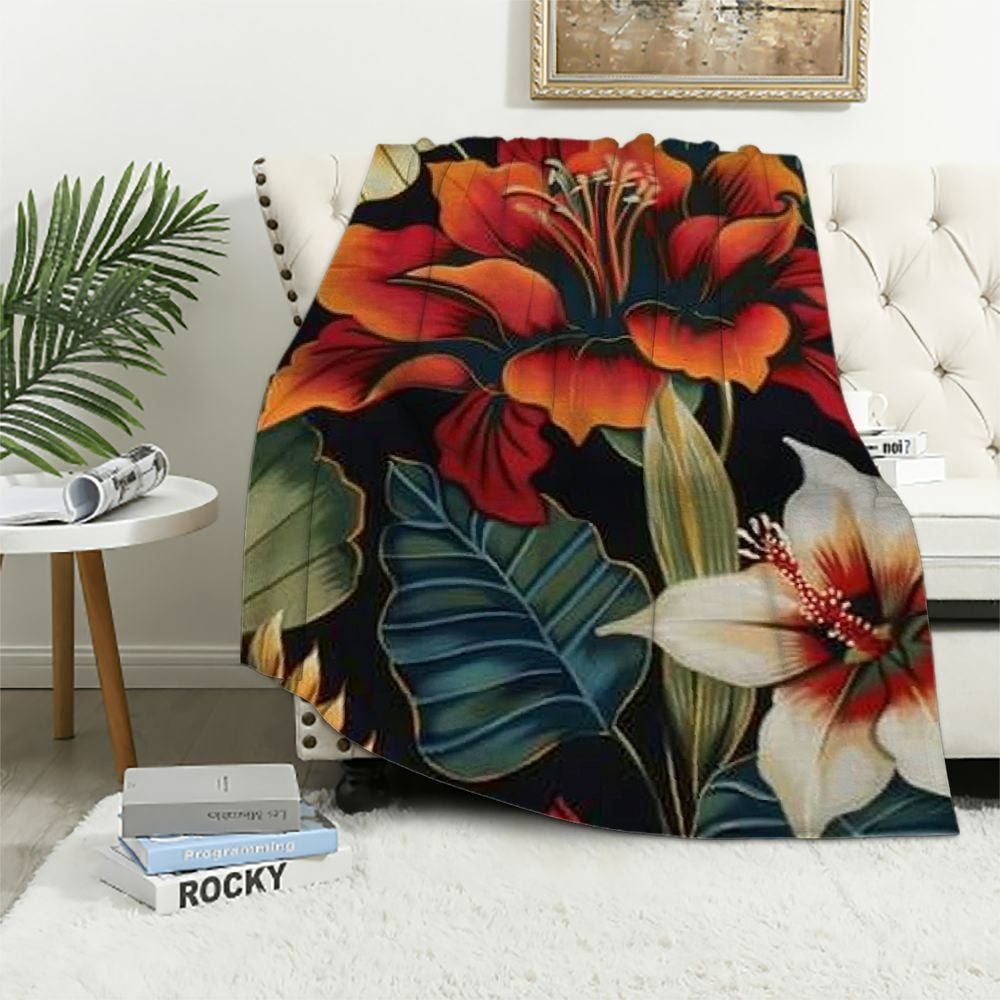 Nawypu Hawaiian Flowers Throw Blanket Super Soft Plush Throw Blanket ...
