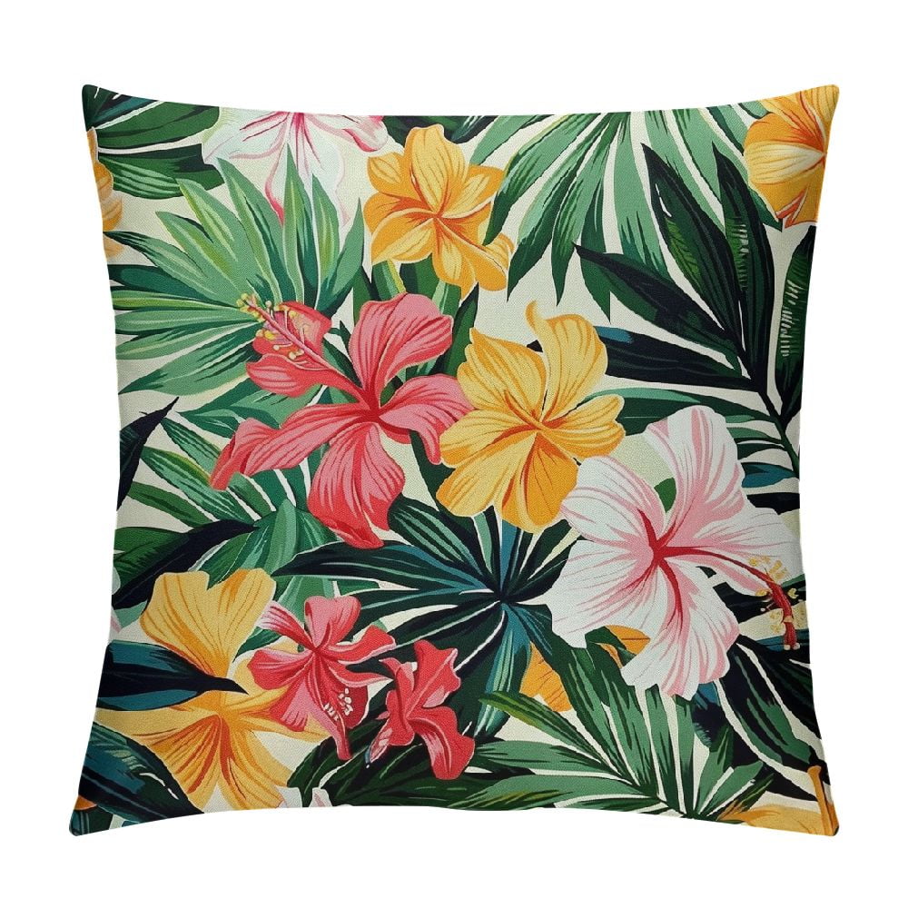 Nawypu Hawaiian Hibiscus Flower Throw Pillow Covers Summer Tropical