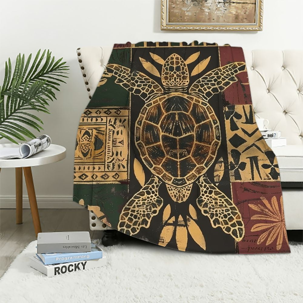 Nawypu Hawaiian Style Tribal Motif Blanket Throw Flannel Luxury Couch ...