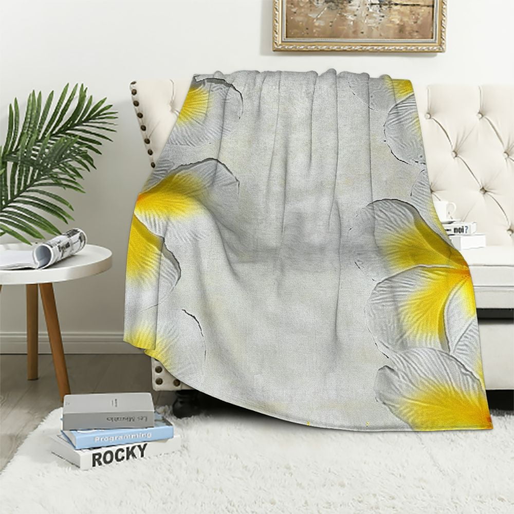 Nawypu Hawaiian Throw Blanket, Frangipani Blossoms Exotic Nature Garden ...