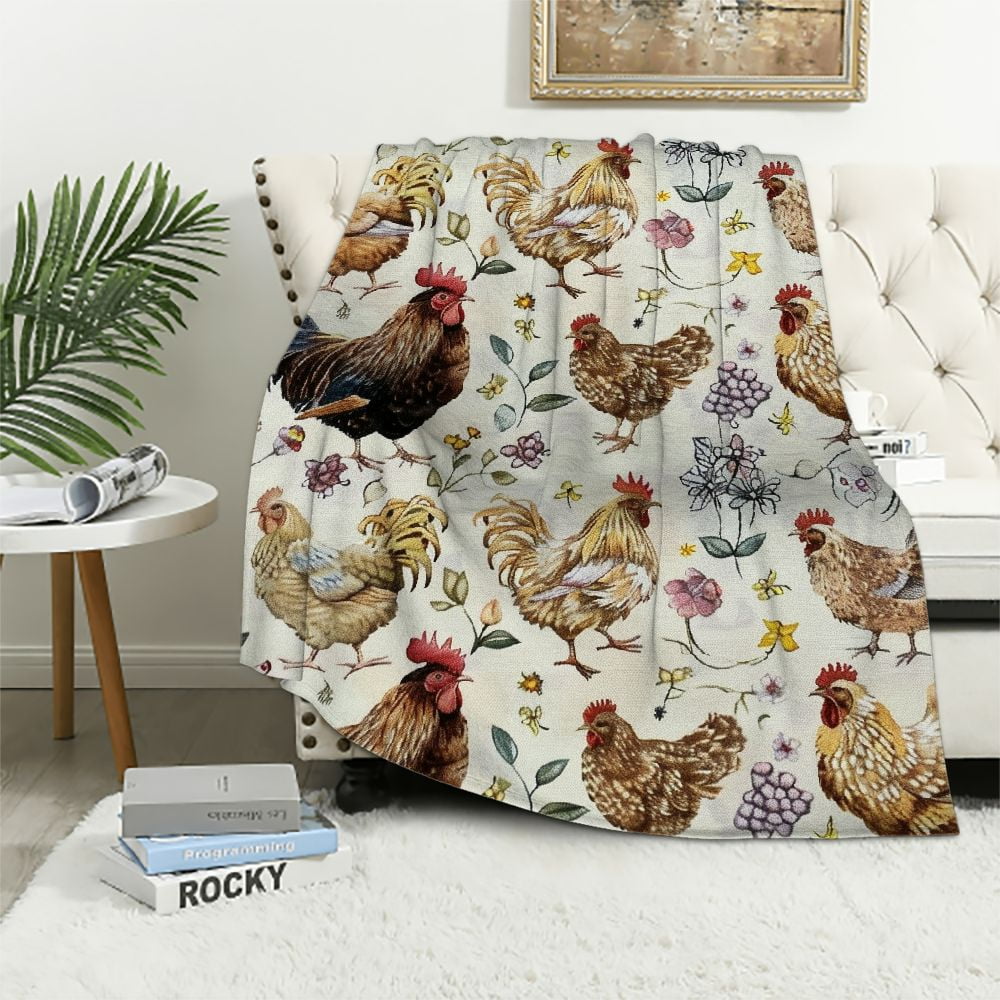 Nawypu Hen Chicken and Rooster Family Throw Blanket Gifts for Chicken ...