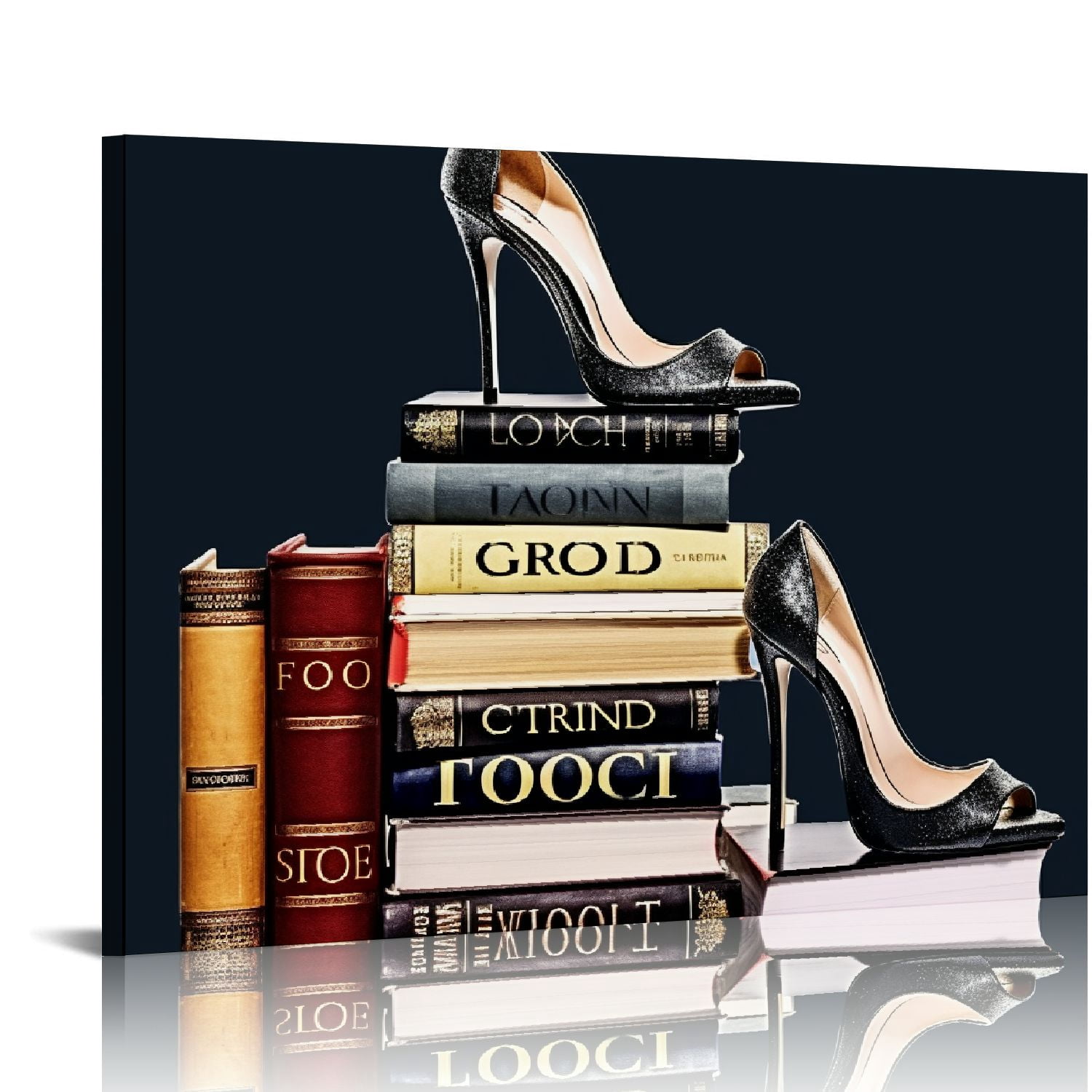 Nawypu High Fashion Book Shelf with Stilettos Heel Framed Wall Art ...