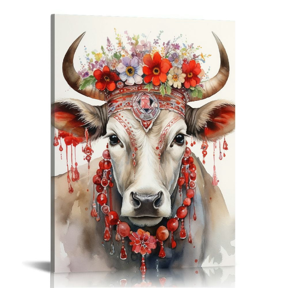 Nawypu Highland Cow Canvas Farmhouse Decor: Funny Cow Wall Art with ...